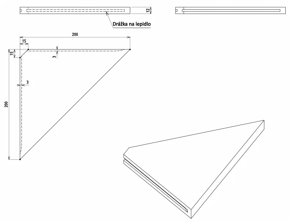 Sapho ABELINE rohová police rockstone 200x200mm, bílá mat AE200-0101