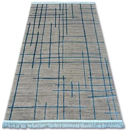koberec AKRYL MANYAS 191AA, střapce, šedá, modrá velikost 80x300 cm | krásné koberce cz