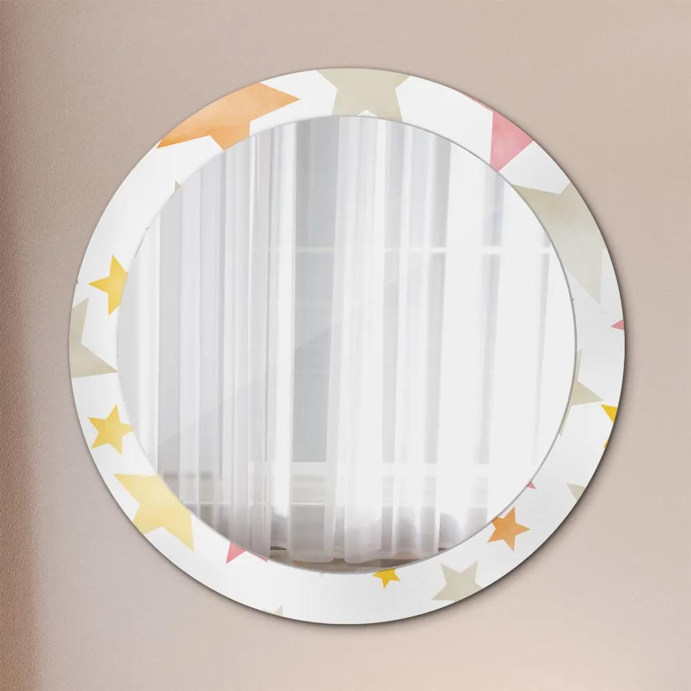 Kulaté zrcadlo s dekorem Pastelové hvězdy fi 80 cm