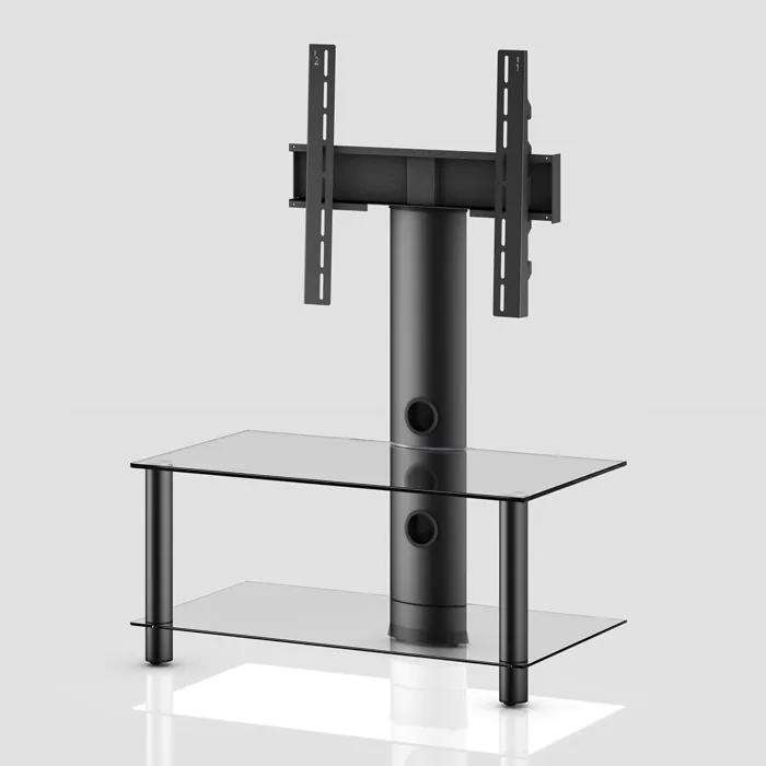 Televizní stolek NEO 80 (čiré sklo + černé alu)