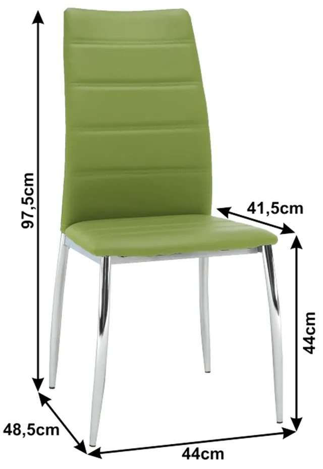 Jídelní židle, ekokůže zelená / chrom, DELA