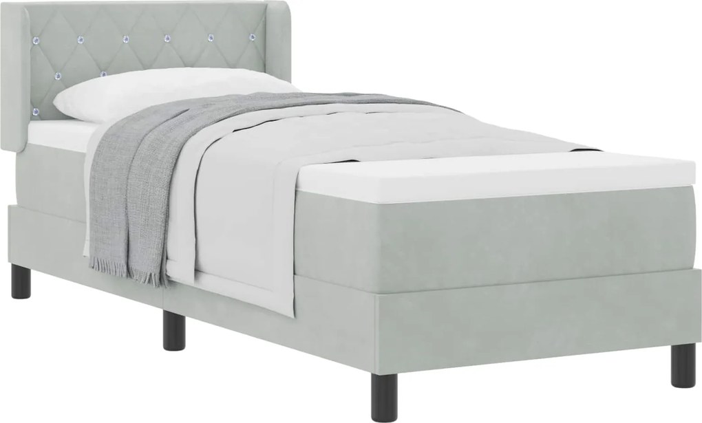 Postel s boxspringem s čelo Světle šedá 200 x 80 cm samet 3341384