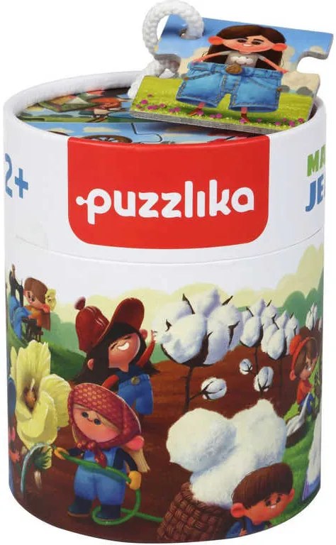 PUZZLIKA Baby dějové puzzle skládačka Výroba džínů velké dílky set 15ks pz14231