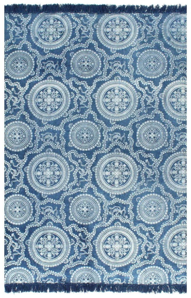 246559 vidaXL Koberec Kilim se vzorem bavlněný 120 x 180 cm modrý