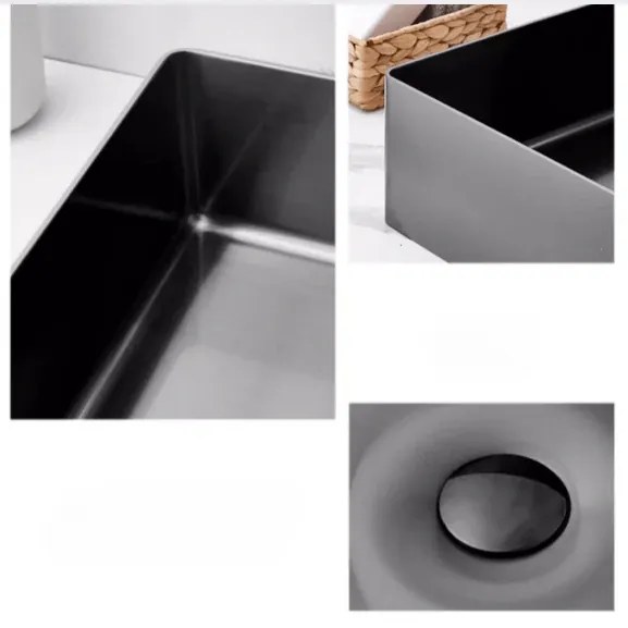 Velazo Nerezové umyvadlo na desku - VE-5035B, 50x35 cm s výpustí Click-Clack, černé