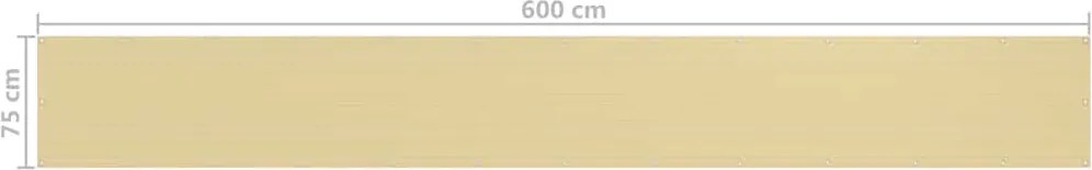 Balkonová zástěna béžová 75 x 600 cm HDPE 310911