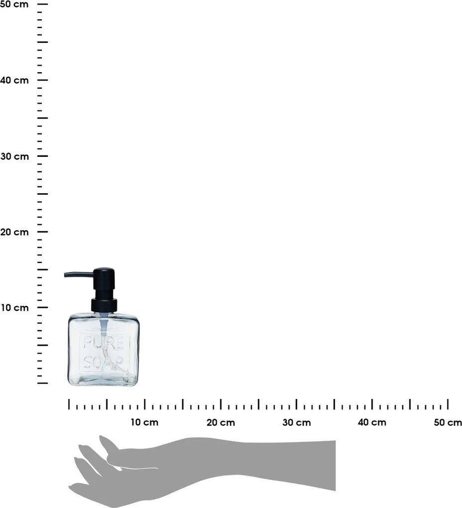 Dávkovač mýdla Pure, transparentní/s černými prvky, 250 ml