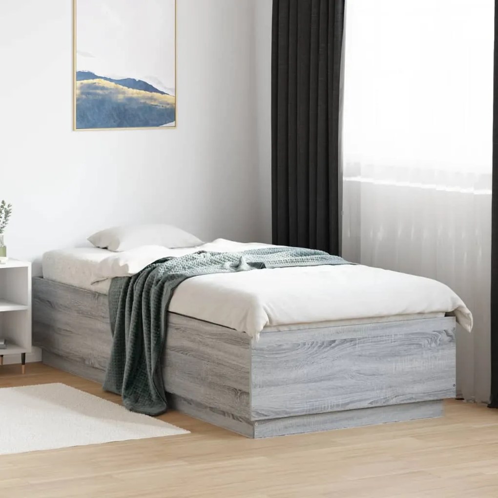 Rám postele s LED osvětlením šedý sonoma 100 x 200 cm kompozit 3209630