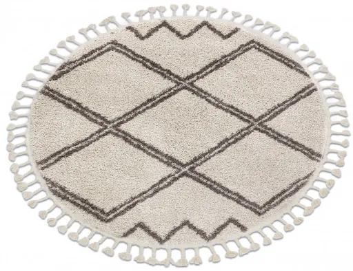 Dywany Łuszczów Kusový koberec Berber Asila cream and brown kruh ROZMĚR: 160x160 (průměr) kruh