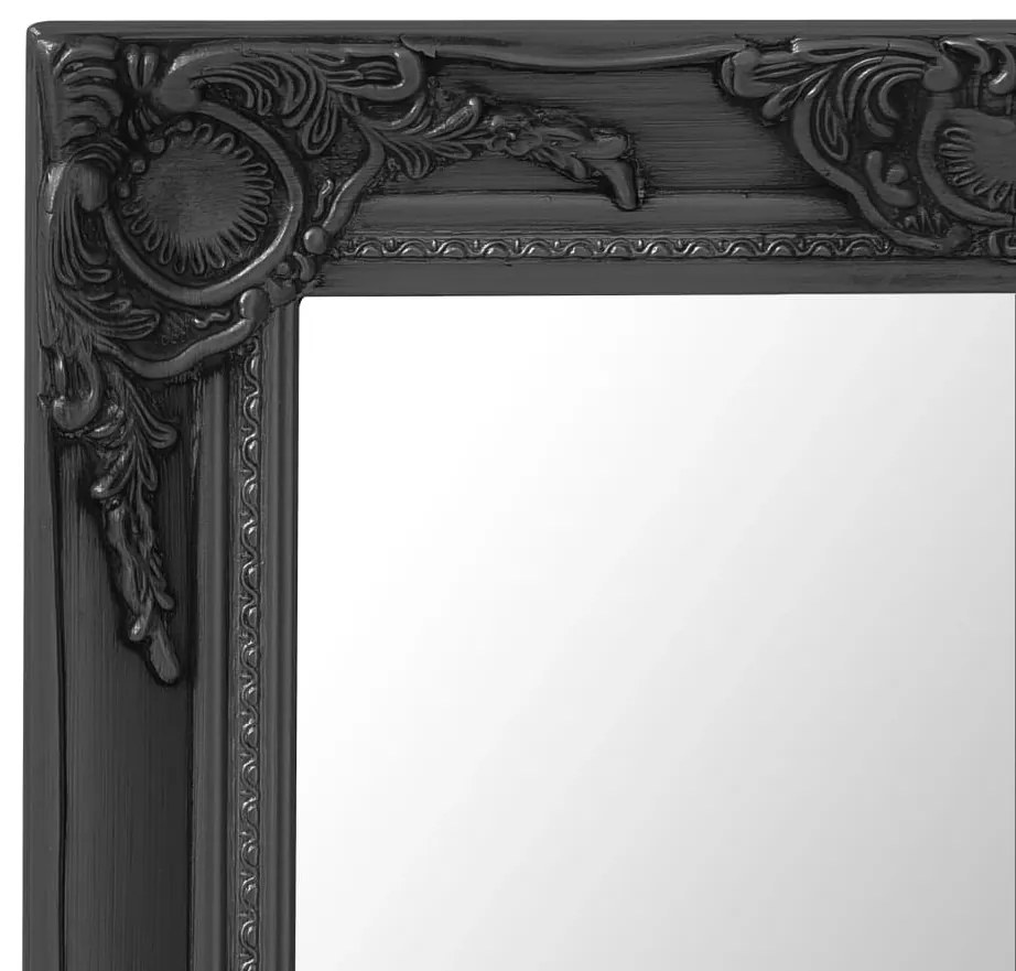 Nástěnné zrcadlo barokní styl 50 x 80 cm černé - Default Title