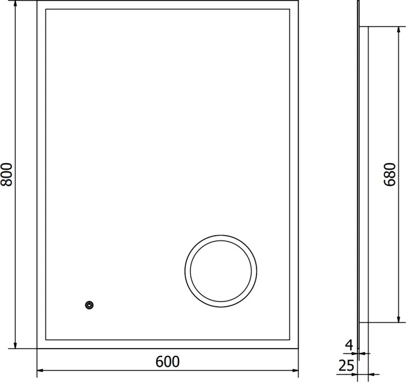 Mexen Kala, LED koupelnové zrcadlo s podsvícením a kosmetickým zrcadlem 60 x 80 cm, 6000K, ochrana proti zamlžování, 9820-060-080-611-00
