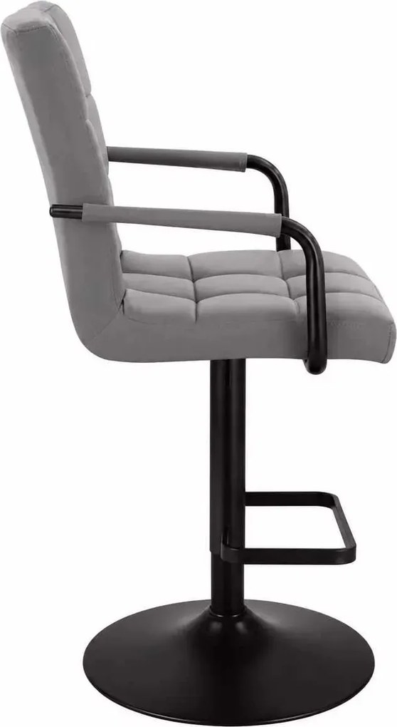LuxuryForm DESIGN Barová židle VERONA BLACK na černé kulaté podstavě - šedá