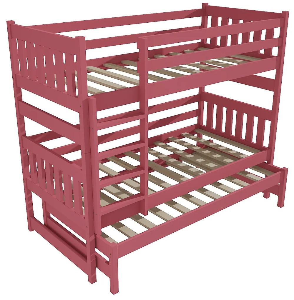 Vomaks Patrová postel s výsuvnou přistýlkou PPV 019 Rozměr: 80 x 200 cm, Barva: barva růžová, Prostor mezi lůžky: 80 cm