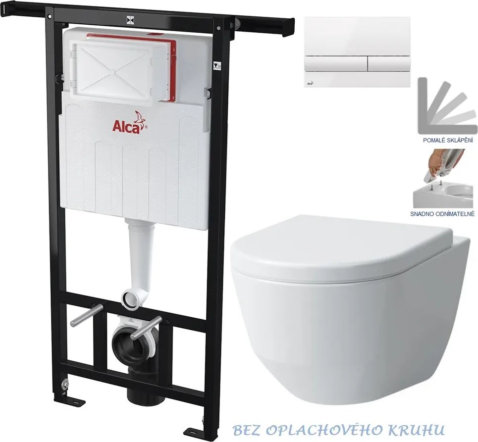 AKCE/SET/ALCAPLAST - SET Jádromodul - předstěnový instalační systém + tlačítko M1710 + WC LAUFEN PRO RIMLESS + SEDÁTKO AM102/1120 M1710 LP1