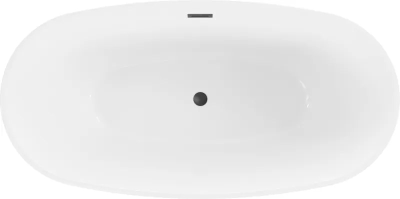 Mexen Eris, volně stojící vana 180 x 80 cm, bílá-černá, černý matný přepad, 53441808075-70