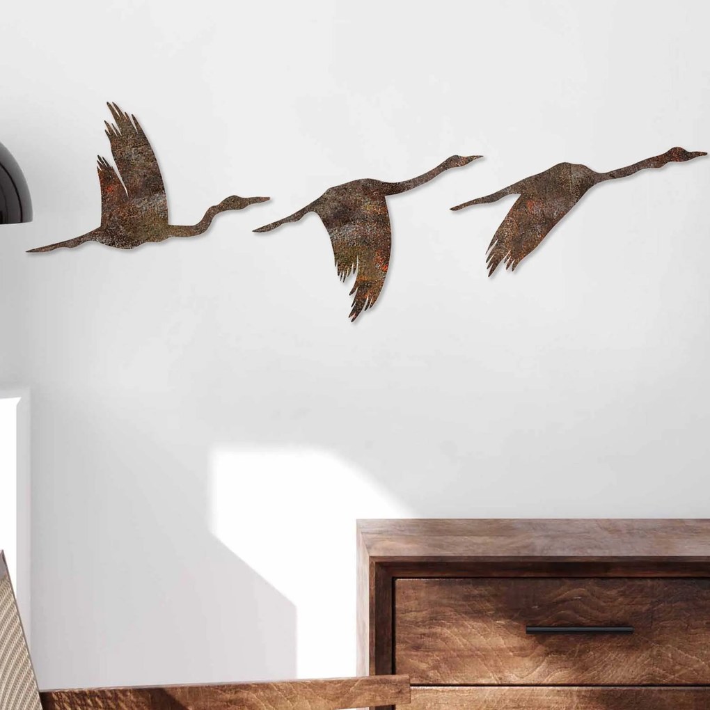 Nástěnná kovová dekorace Rusty Birds 1 vícebarevná