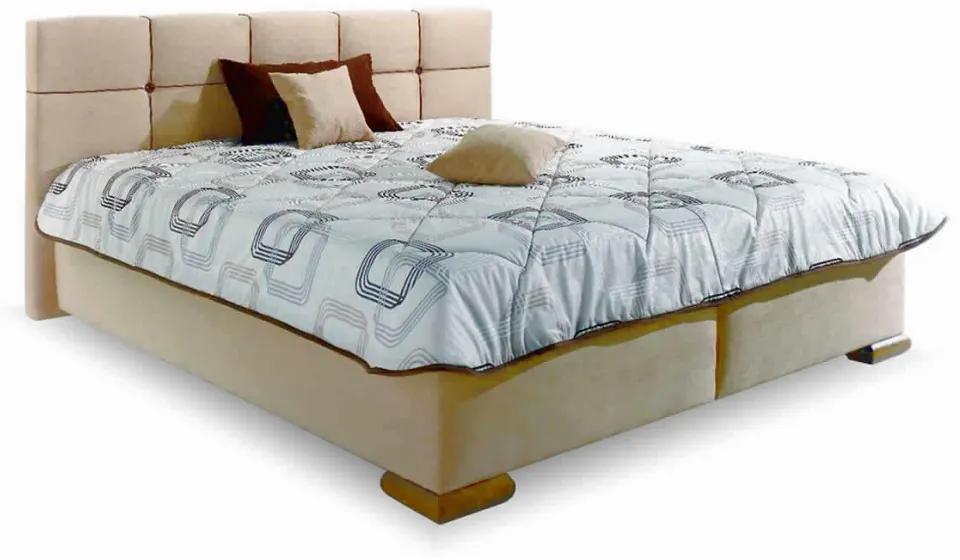 Zvýšená čalouněná postel s úložným prostorem LASTRA , Mikroplyš zelená