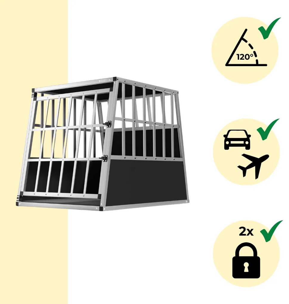 Přepravka pro psa BRUNO, 66x90x72cm, stříbrná/černá Jurhan