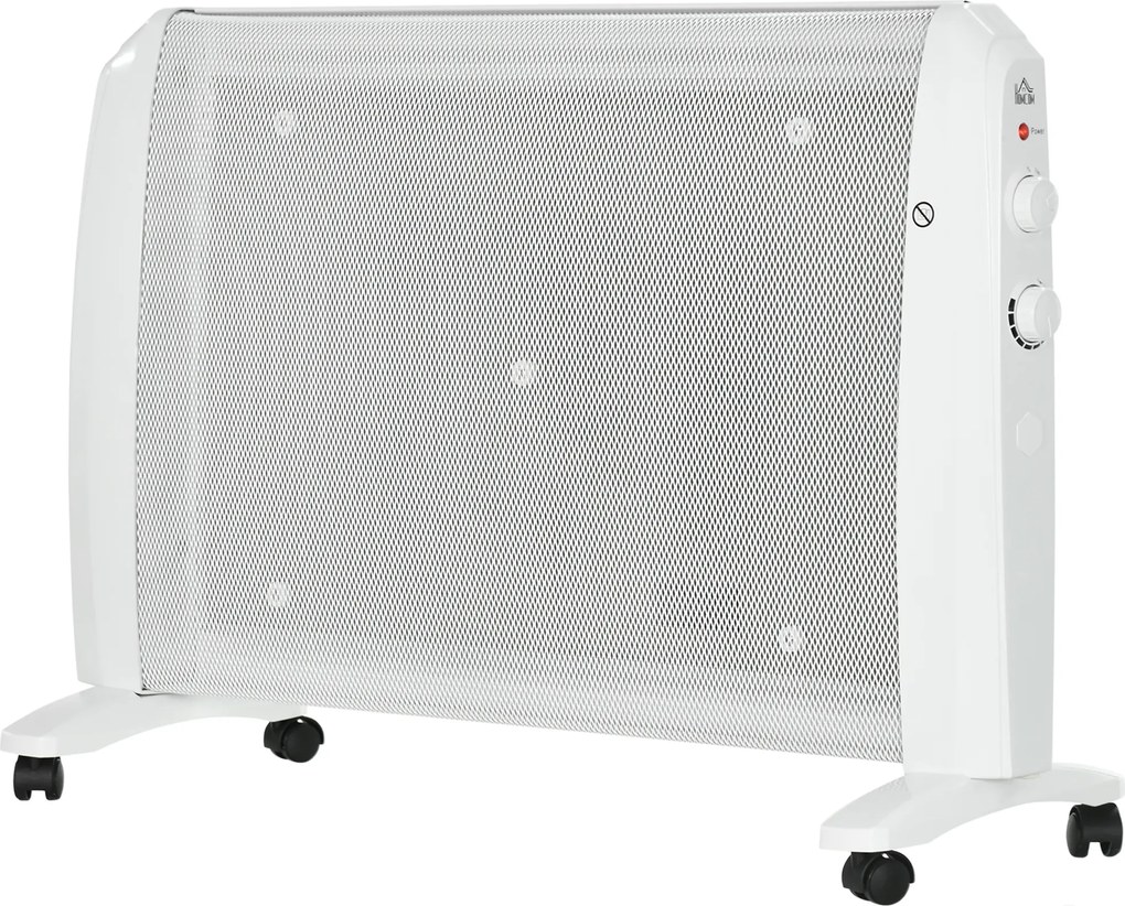 HOMCOM Mika topidlo 1000W/2000W s nastavitelným termostatem, 4 kolečka, 15-20 m², bílá