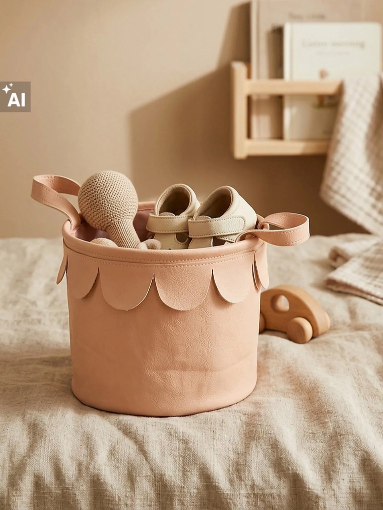 Sinsay - Úložný koš s uchy a ozdobným půlkruhovým lemováním - pastelová růžová