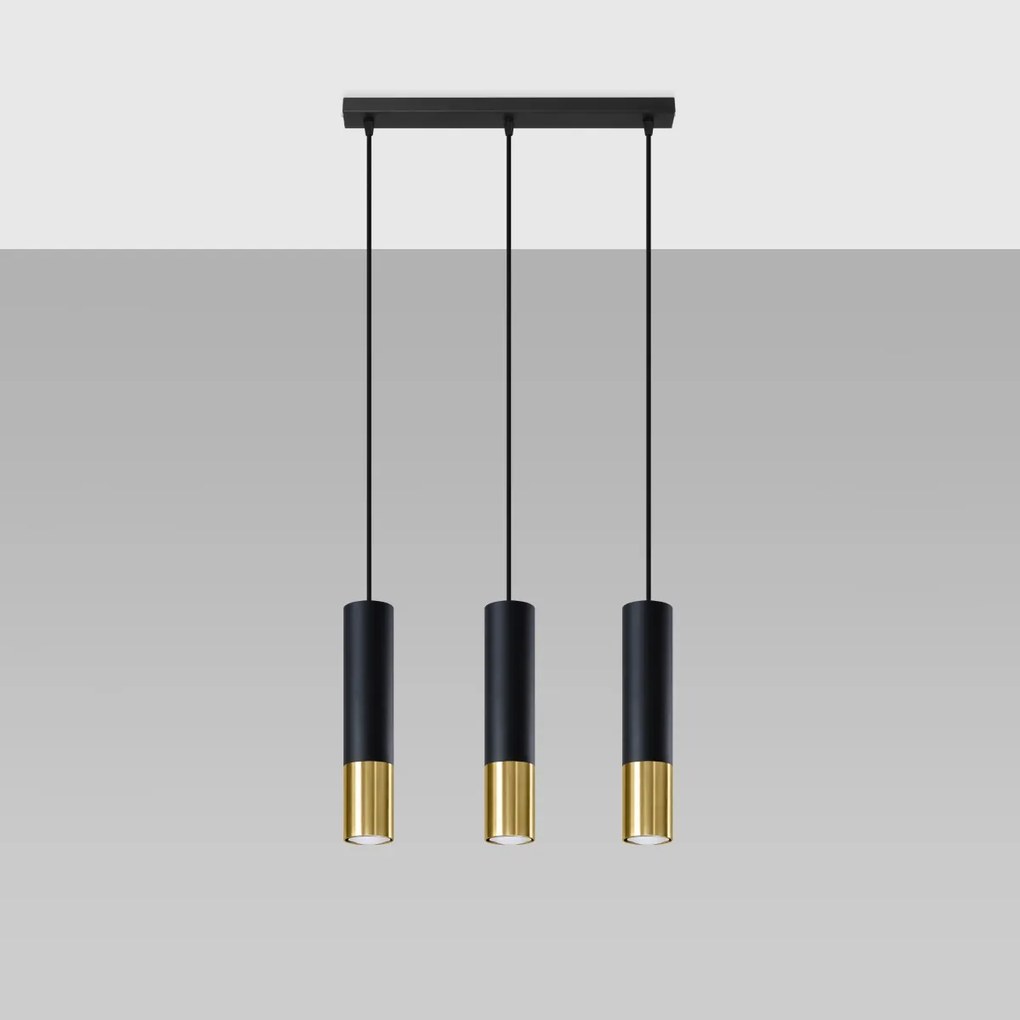 Sollux Lighting Závěsné svítidlo LOOPEZ 3L černé/zlaté