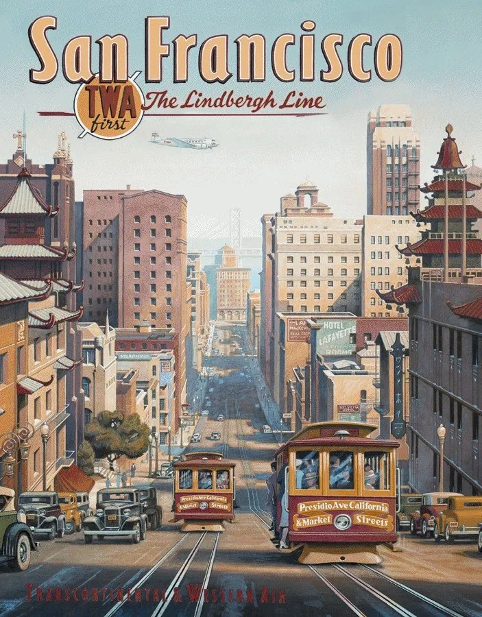 Plechová cedule: San Francisco (The Lindbergh line) - 40x30 cm