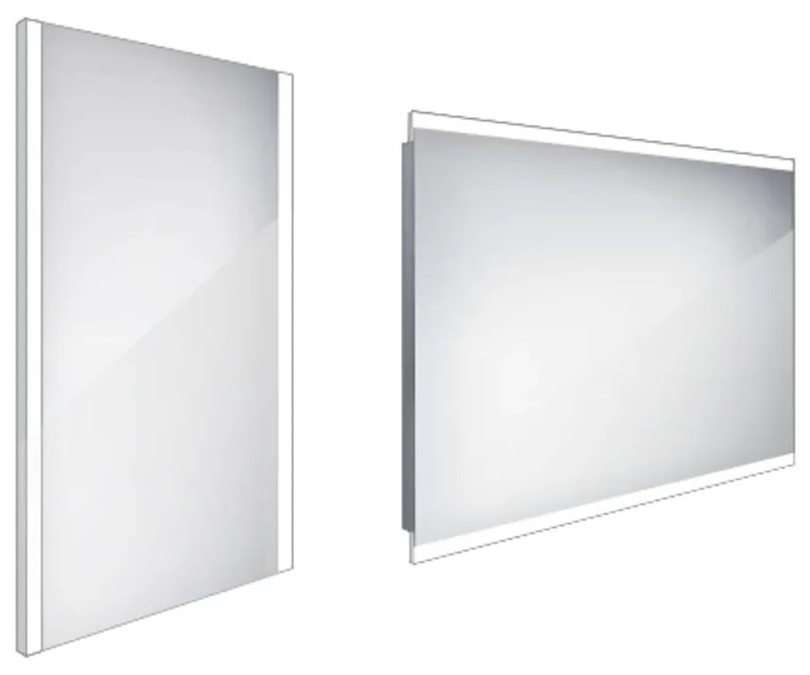 Nimco Zrcadla - Koupelnové podsvícené LED zrcadlo 40x60 cm, hranaté, aluminium ZP 11000
