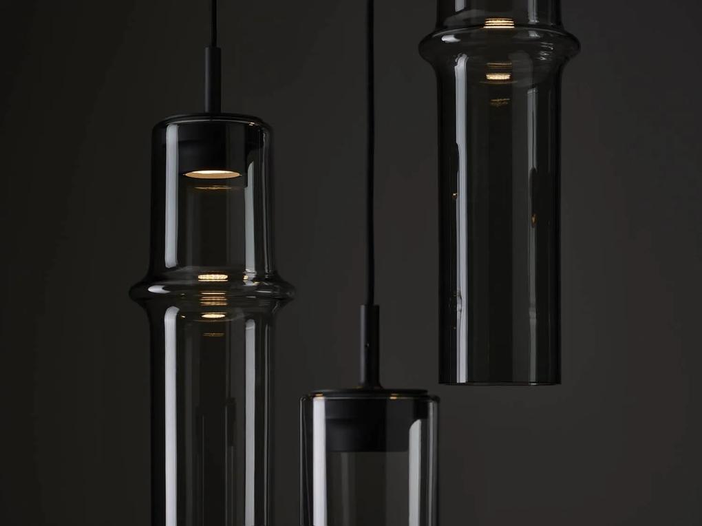 Brokis Designové závěsné svítidlo Bamboo forest up L, PC1330 Stmívání, řízení: nestmívatelná verze, Barva skla: Hnědá kouřová - transparentní sklo, Povrchová úprava baldachýnu: Trimless – kabelová verze – černá struktura