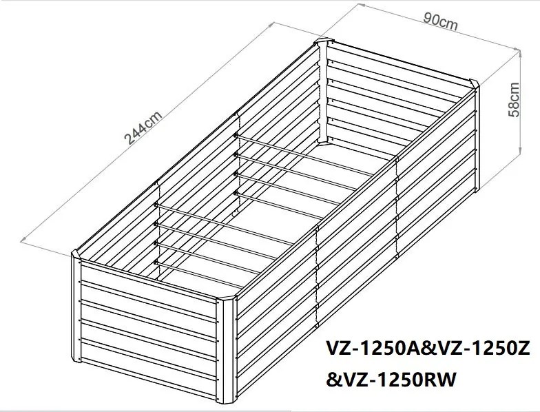 Vyvýšený zahradní záhon BestBerg VZ-1250RW / 1250 l / 240 x 90 x 58 cm / dekor dřeva