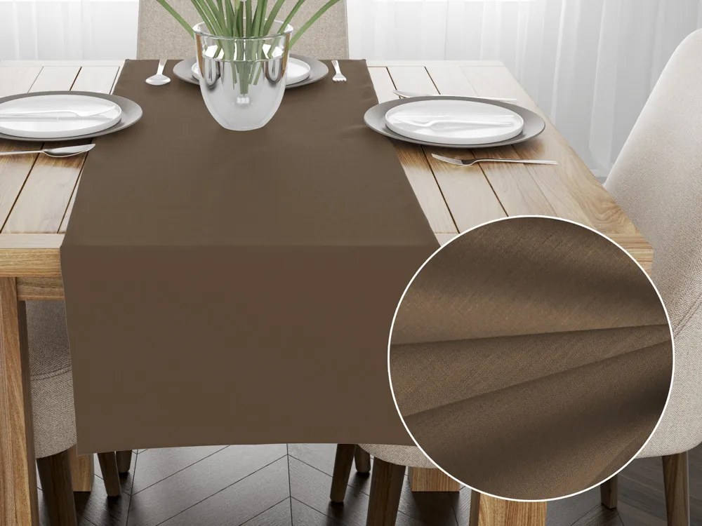 Biante Bavlněný běhoun na stůl Moni MOD-513 Hnědá khaki 35x120 cm