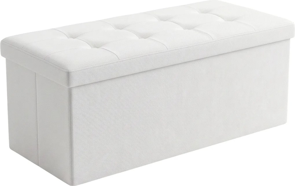 Puf s úložným prostorem, obdélníkový, skládací, 110 × 38 × 38 cm, béžový