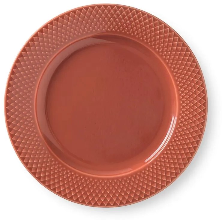 LYNGBY Porcelánový talíř Rhombe Terracotta 23 cm, oranžová barva, porcelán