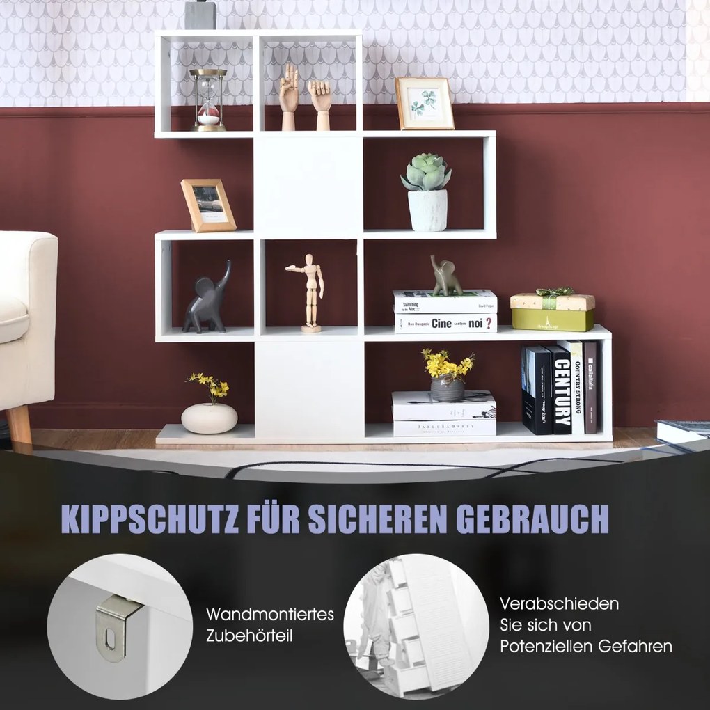 Costway Dřevěná dělicí příčka na knihy ve stylu moderního 5 patrového žebříku