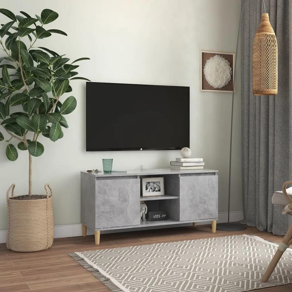 vidaXL TV skříňka s nohami z masivního dřeva 103,5 x 35 x 50 cm [805967] Barva: šedá sonoma