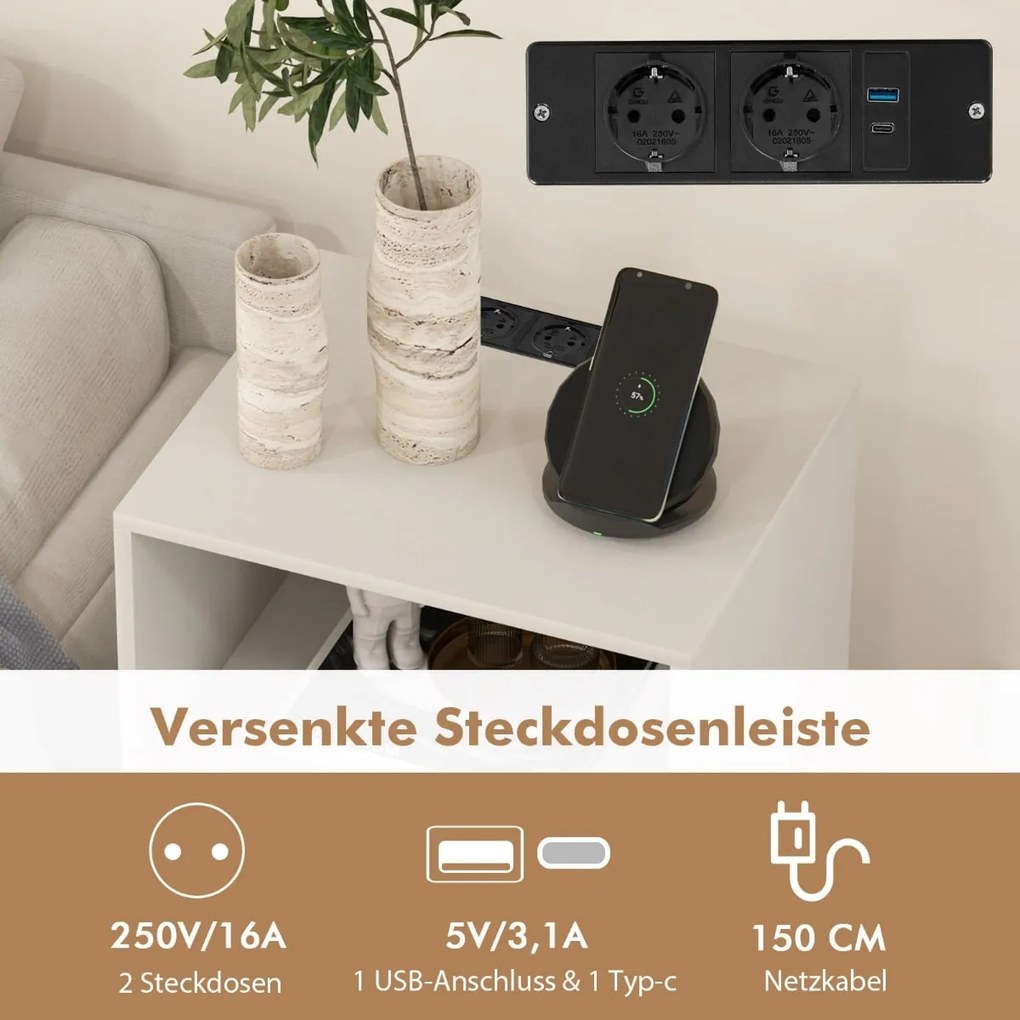 Costway Stojan na gramofon s nabíjecí stanicí 3 stojan na gramofonové desky