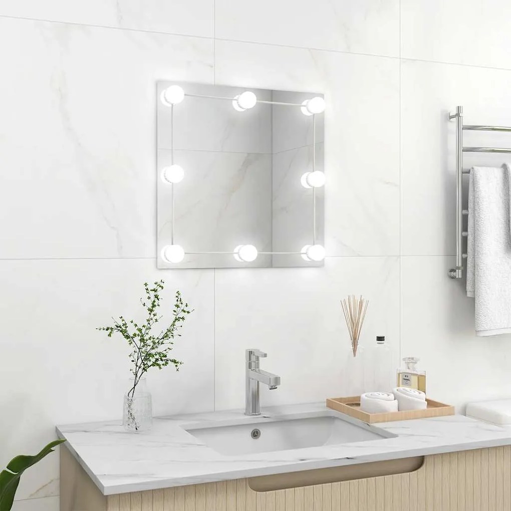Nástěnné zrcadlo s LED osvětlením čtvercové sklo 3078636