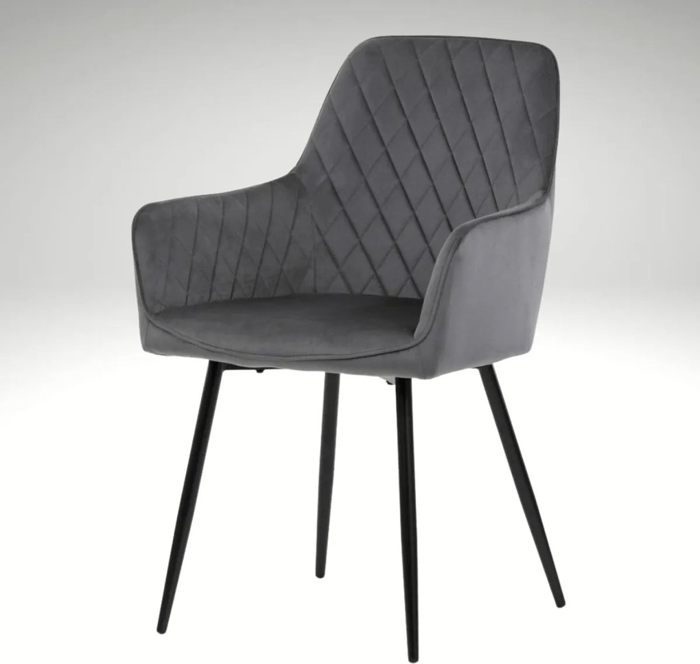 Vikio Jídelní set pro 4 osoby 160x90 cm dub noha U šedá židle s područkami VJS166-4S