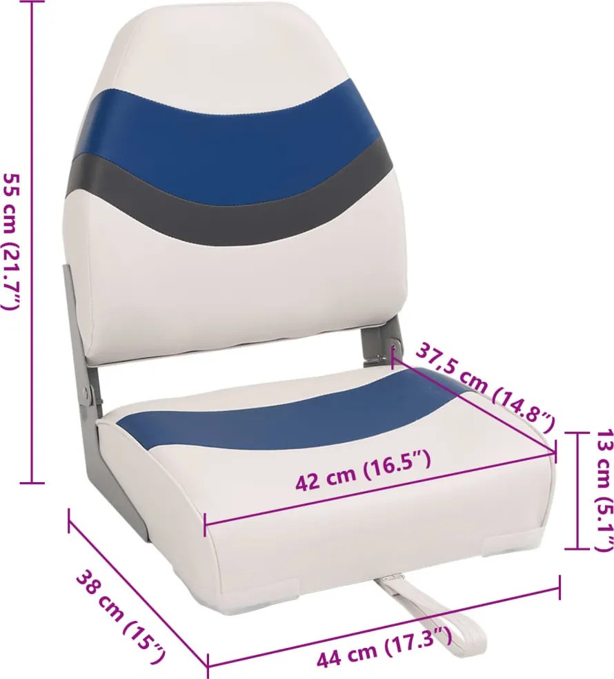 vidaXL Lodní sedadlo s vysokým opěradlem skládací 44 x 38 x 55 cm [4012130] Barva: Bílo-modrá