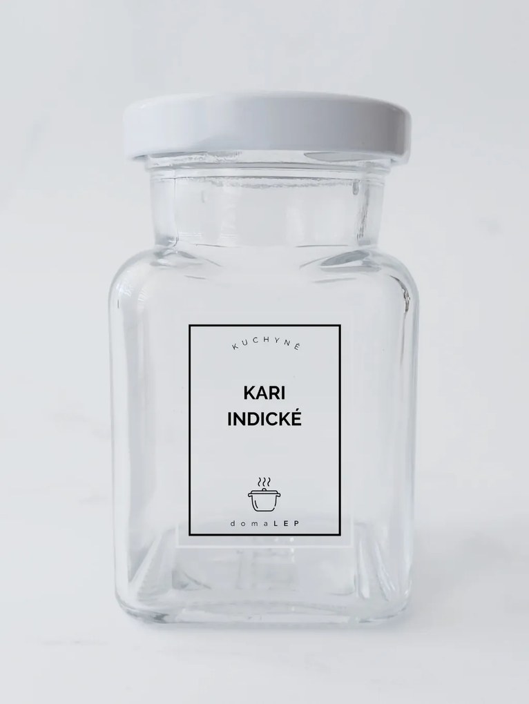 Samolepka na kořenky KARI INDICKÉ průhledná 3 × 4 cm tučné písmo