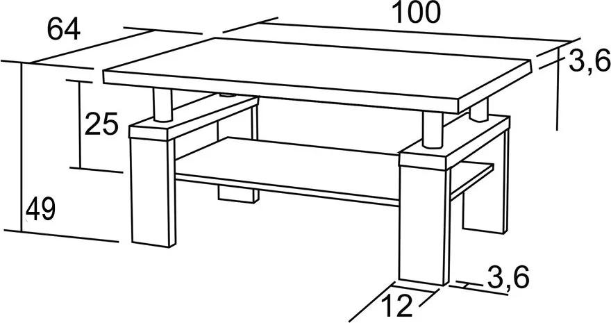 Bradop Konferenční stolek Richard K121 | Provedení: DB - dub bordeaux
