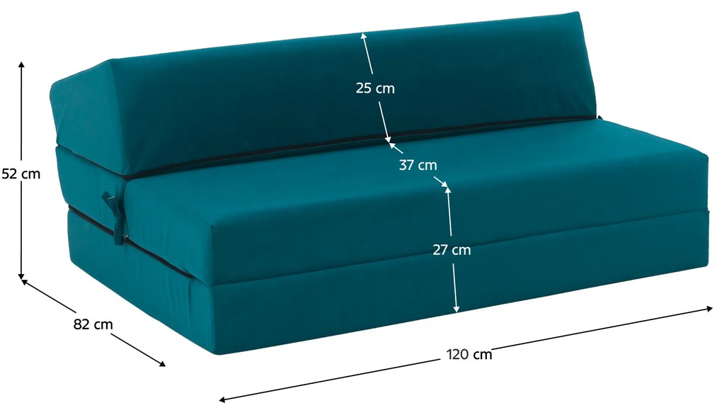 Kondela Skládací matrace/křeslo, 2v1, petrolejová, VEDIS