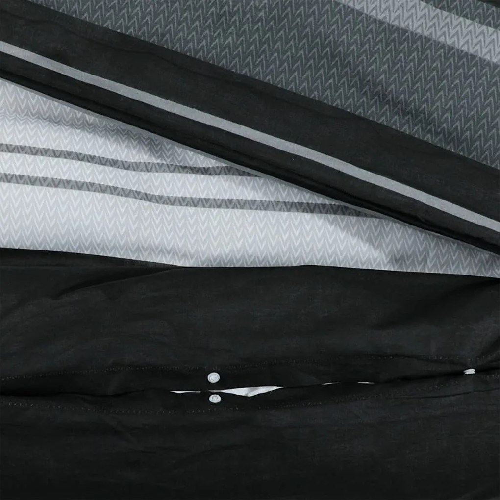 Sada Ložního Prádla Černá A Bílá 200 X 200 Cm Bavlna Černé Pruhy