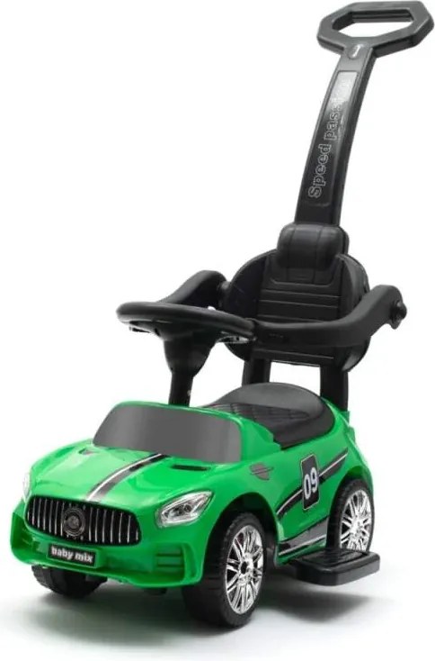Dětské odrážedlo se zvukem a vodící tyčí Baby Mix RACER zelené