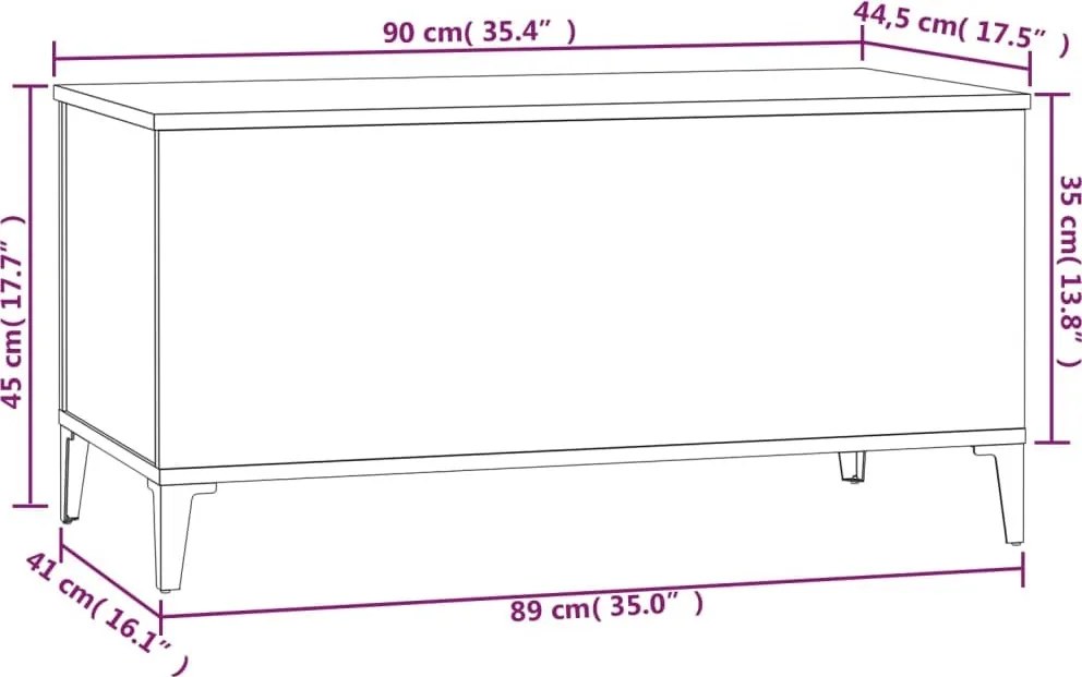 vidaXL Konferenční stolek 90x44,5x45 cm kompozitní dřevo [819592] Barva: bílá s vysokým leskem