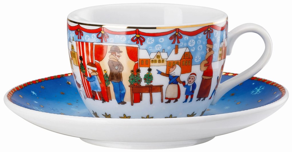 Rosenthal porcelánový vánoční šálek na cappuccino s podšálkem, Vánoční trh, 0,22 l