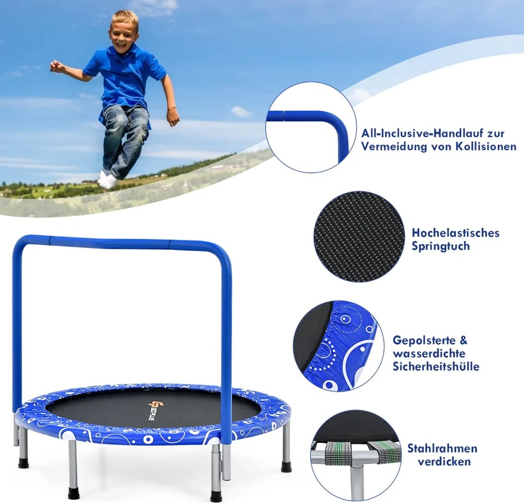 Costway Dětská trampolína mini trampolína skládací trampolína pro batolata modrá