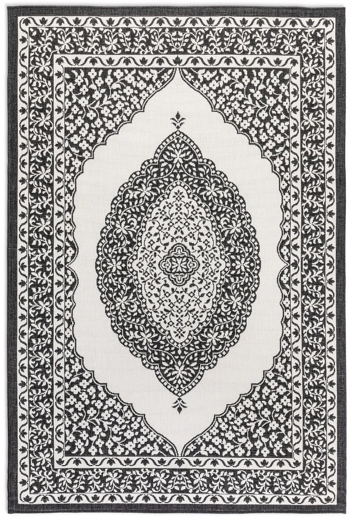 ELLE Decoration, Kusový koberec Gemini 106024 Black z kolekce Elle – na ven i na doma, 80x150, černobílá, chodba / předsíň