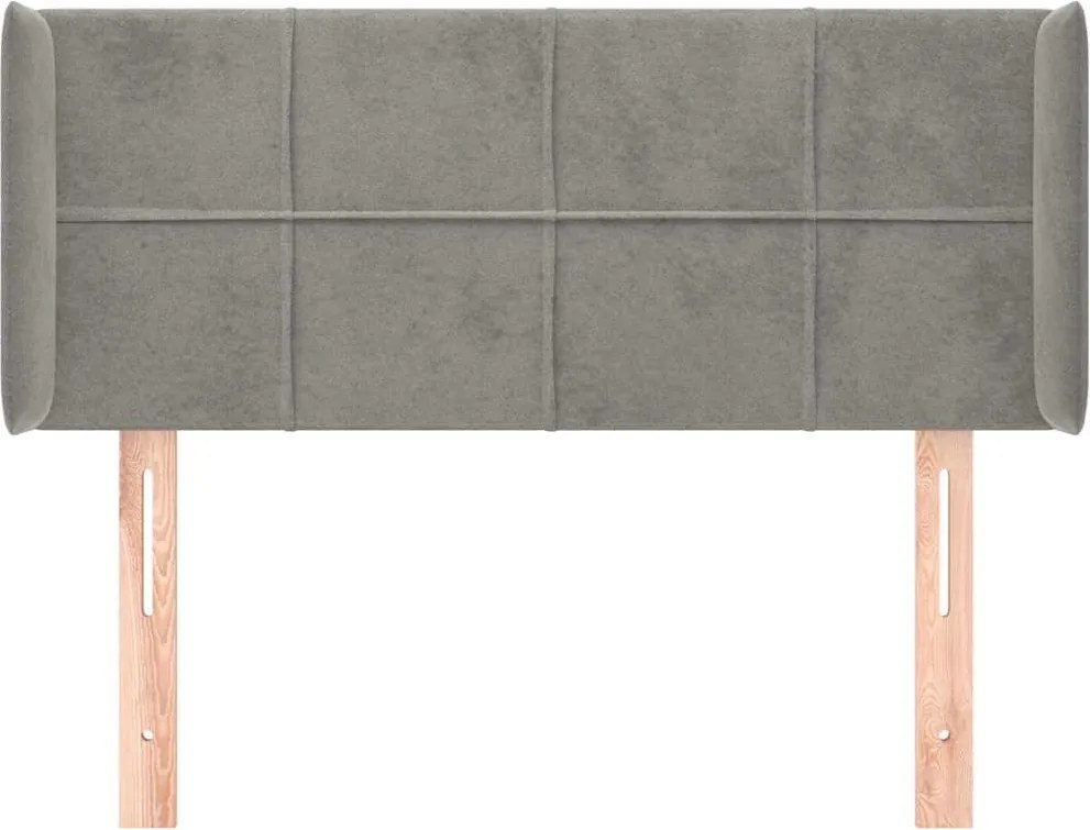 Čelo postele typu ušák světle šedé 103x16x78/88 cm samet 3118810