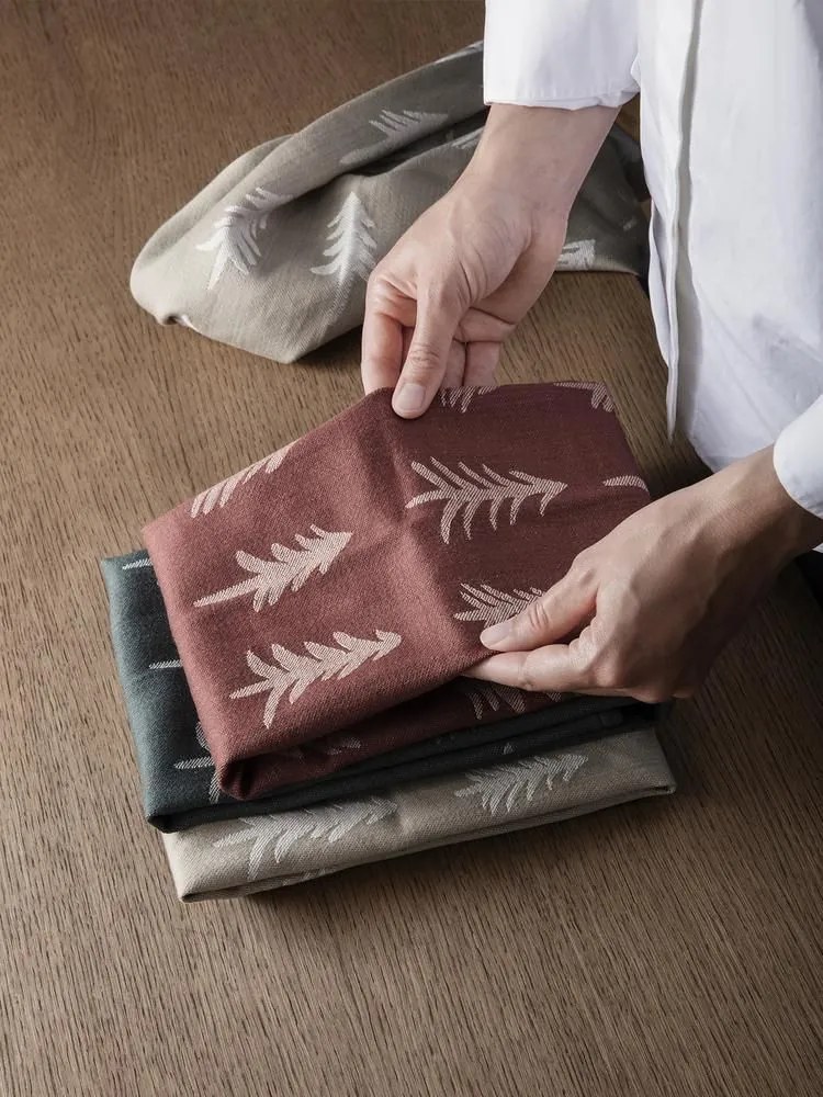 Ferm Living Vánoční bavlněná utěrka Cinnamon Tree, hnědá barva, textil