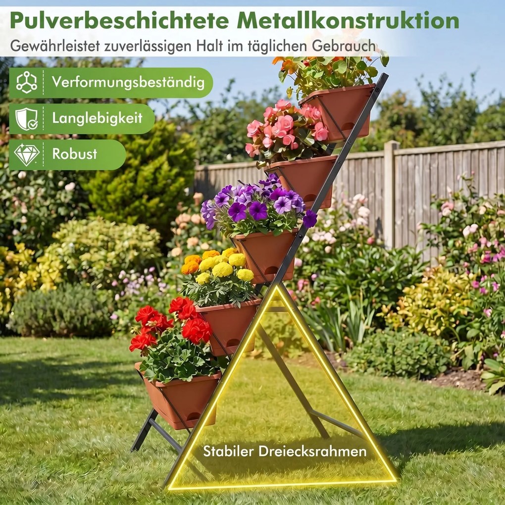 Costway 5-Tier Vertikální vyvýšený záhon rostlinný záhon s 5 vyjímatelnými